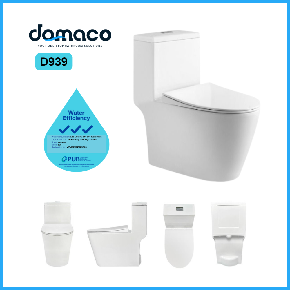 Domaco D939 [2025 Model] Toilet Bowl Rimless Double Turbo Tornado Flus
