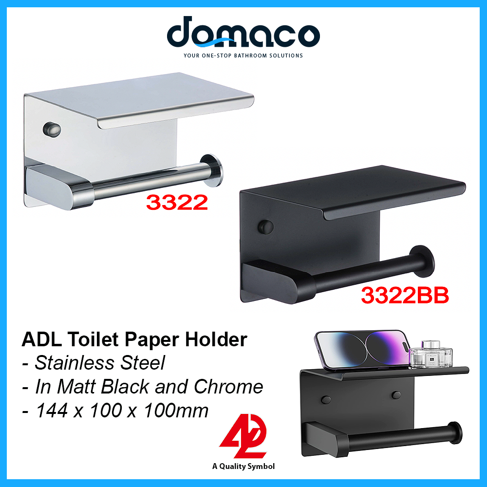 ADL Stainless Steel Toilet Paper Holder in Chrome 3322 and Matt Black ...