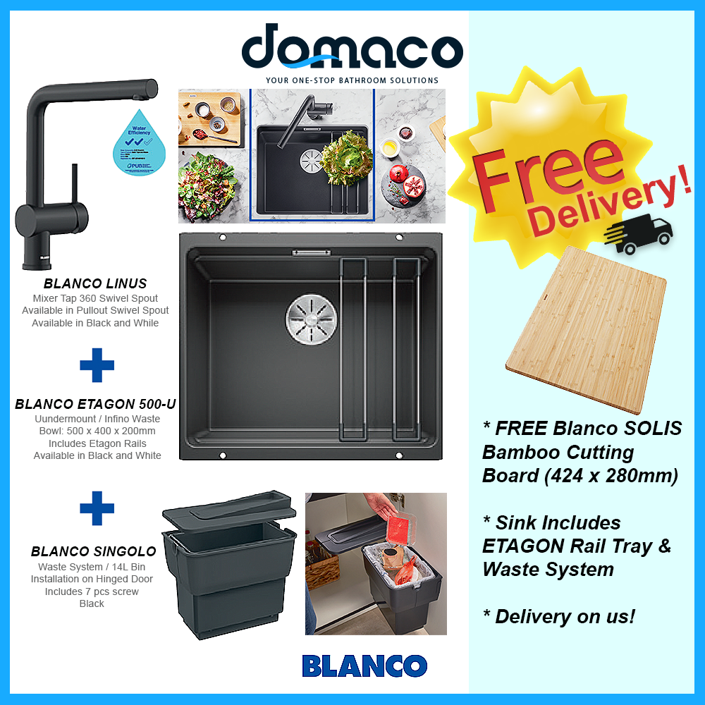 Blanco Etagon 500-U Kitchen Sink With Blanco Linus Mixer Tap Package ...
