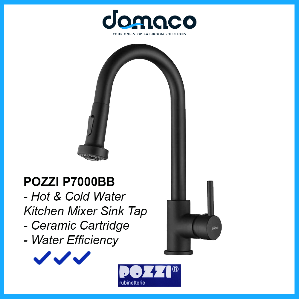 Pozzi P7000BB Matt Black Kitchen Sink Mixer Tap – Domaco