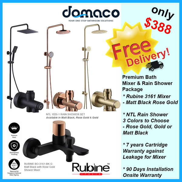 Premium Bath Mixer with Spout and Rain Shower Set Package – Domaco