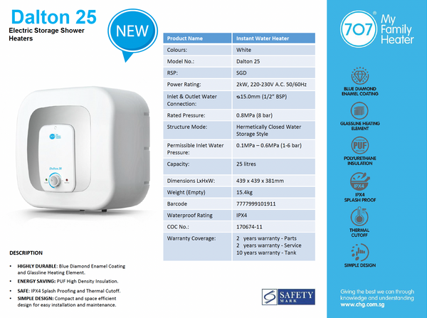 707 STORAGE WATER HEATER DALTON 25 – Domaco