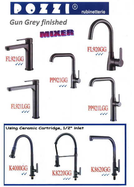 Pozzi FL920GG Gun Grey Kitchen Sink Mixer Tap – Domaco