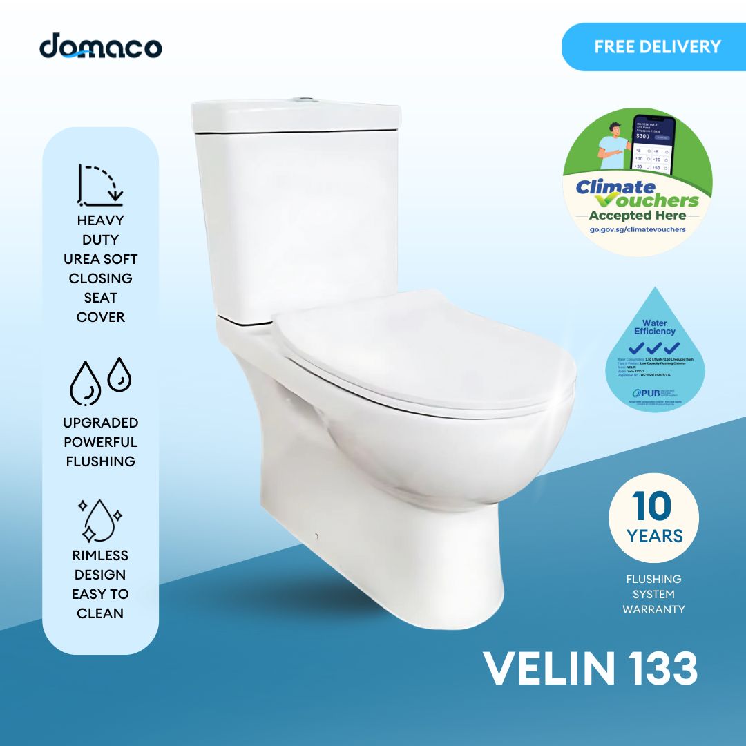 Velin 133 [New Model] Rimless Strong Flushing Toilet Bowl with Soft Cl ...