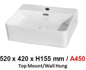 Baron Designer Basin A450 - TOP Mount/ Wall Hung – Domaco