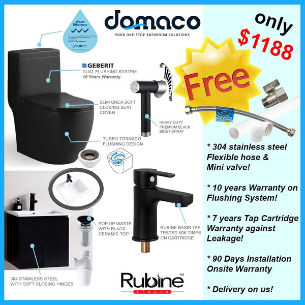 Black Geberit Flushing Rimless Turbo Whirling Toilet Bowl & Stainless ...